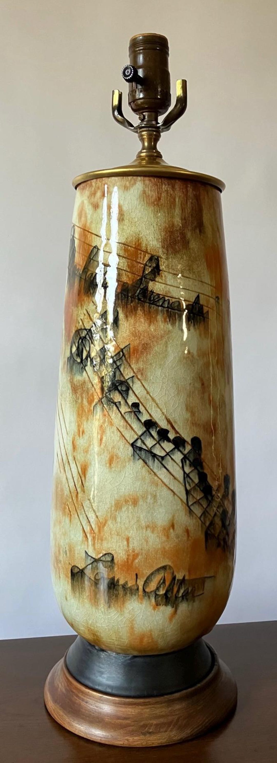 Vintage Drip Glazed Porcelain Manhattan Serenade Table Lamp - Etsy