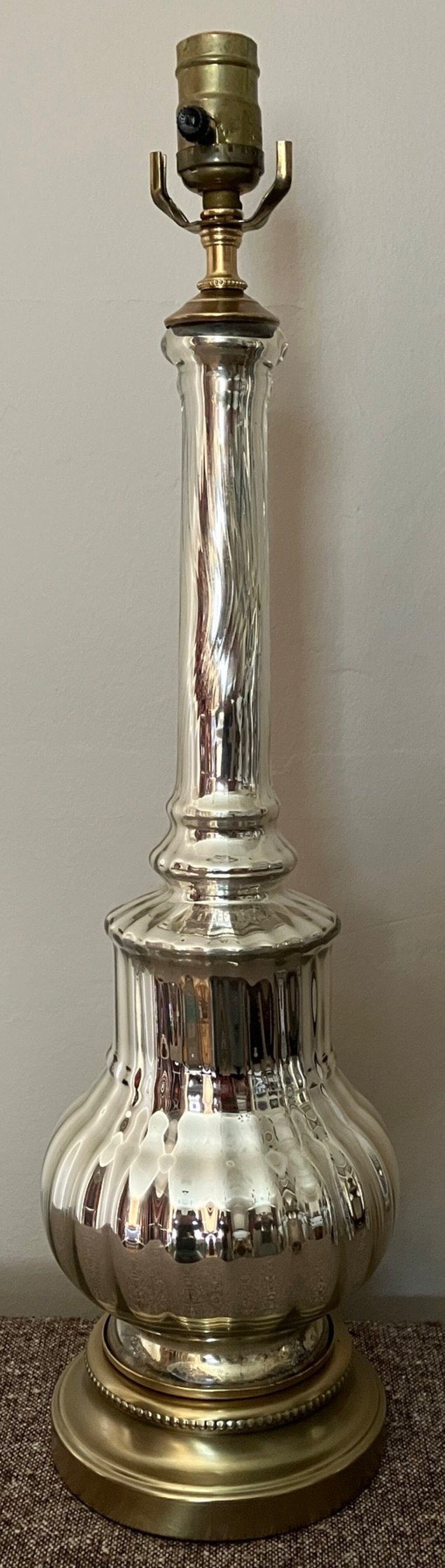 Ribbed Mercury Glass Column Table Lamp - Etsy