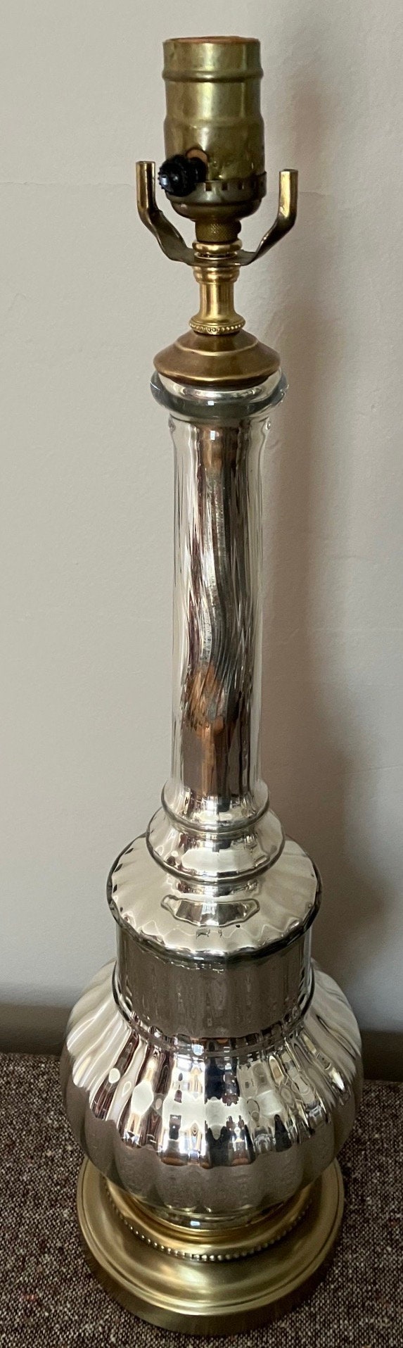 Ribbed Mercury Glass Column Table Lamp - Etsy