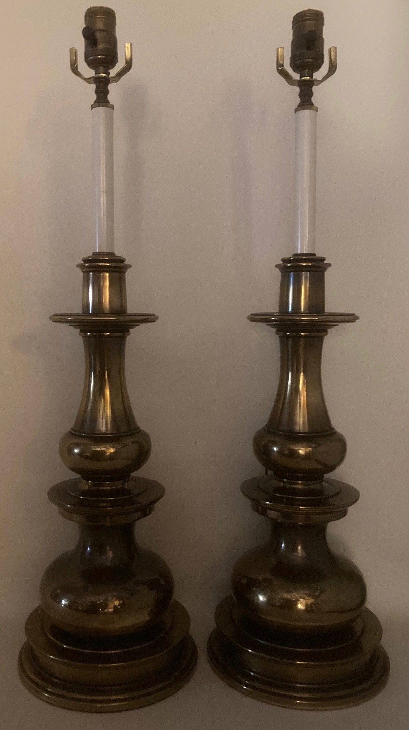 Pair Modern Colonial Styled Brass Plated Table Lamps | Etsy