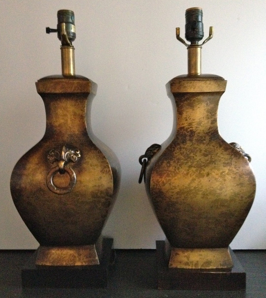 Squared Bronze Vasiform Table Lamps- 2 Available Sold as Singles - Etsy