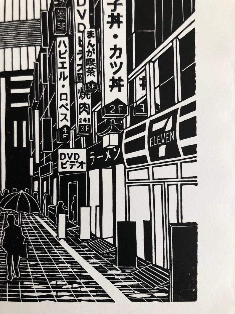 Night City Scene Handmade Print | Tokyo Neon Lights Citypop Art - Etsy