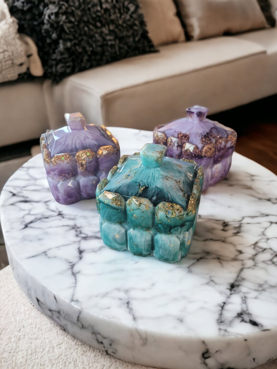 RESIN JEWELRY BOX, Trinket Storage Container, Jewelry Vanity Box, Home ...