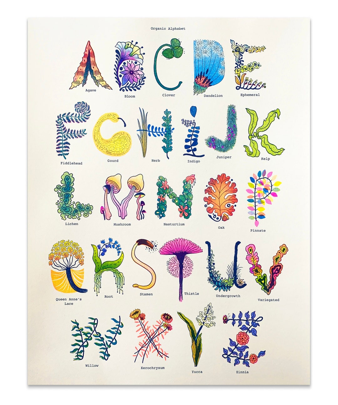 Organic Alphabet Risograph Print - Etsy