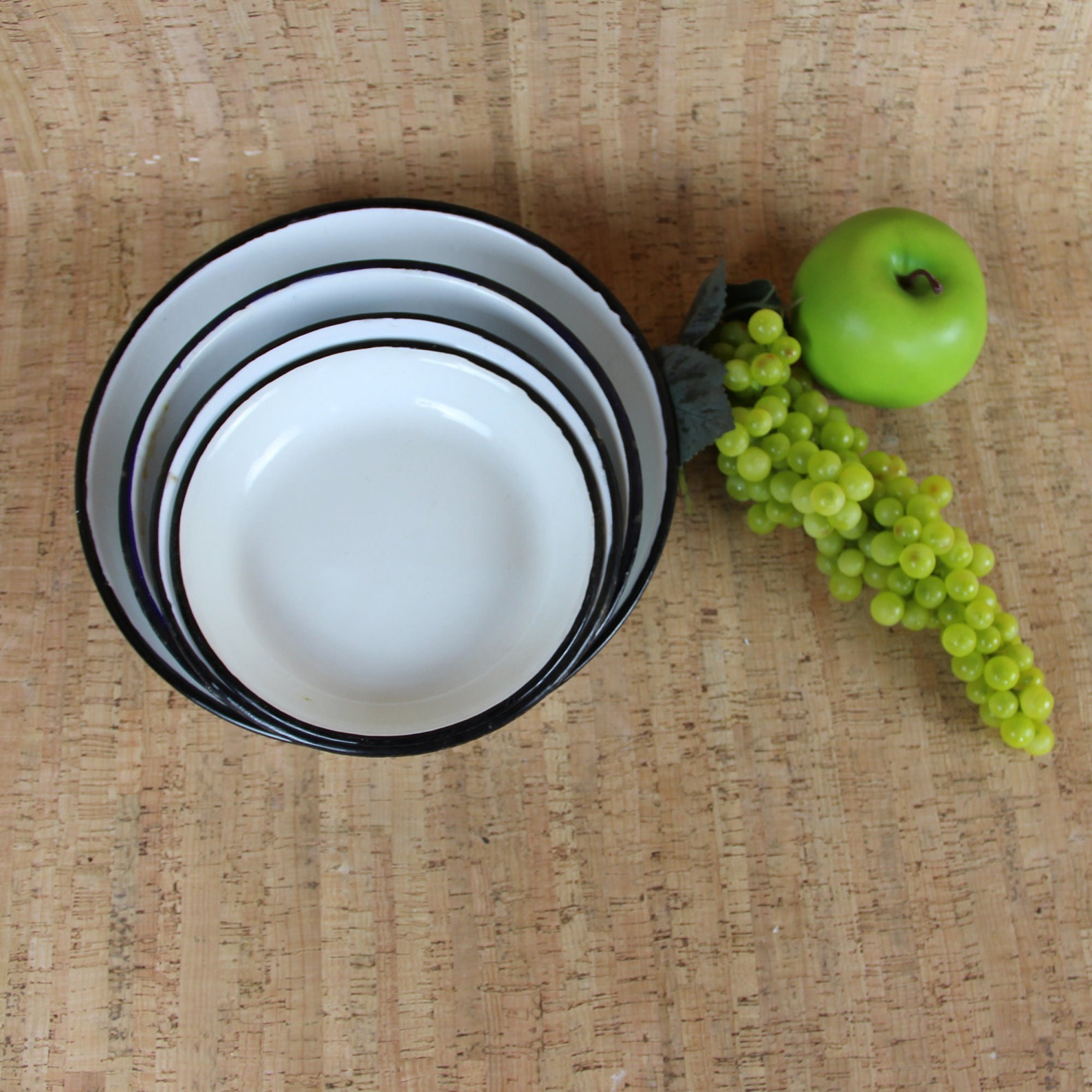 Enamel Metal White Bowls Small Rustic Storage Tray Farmhouse - Etsy