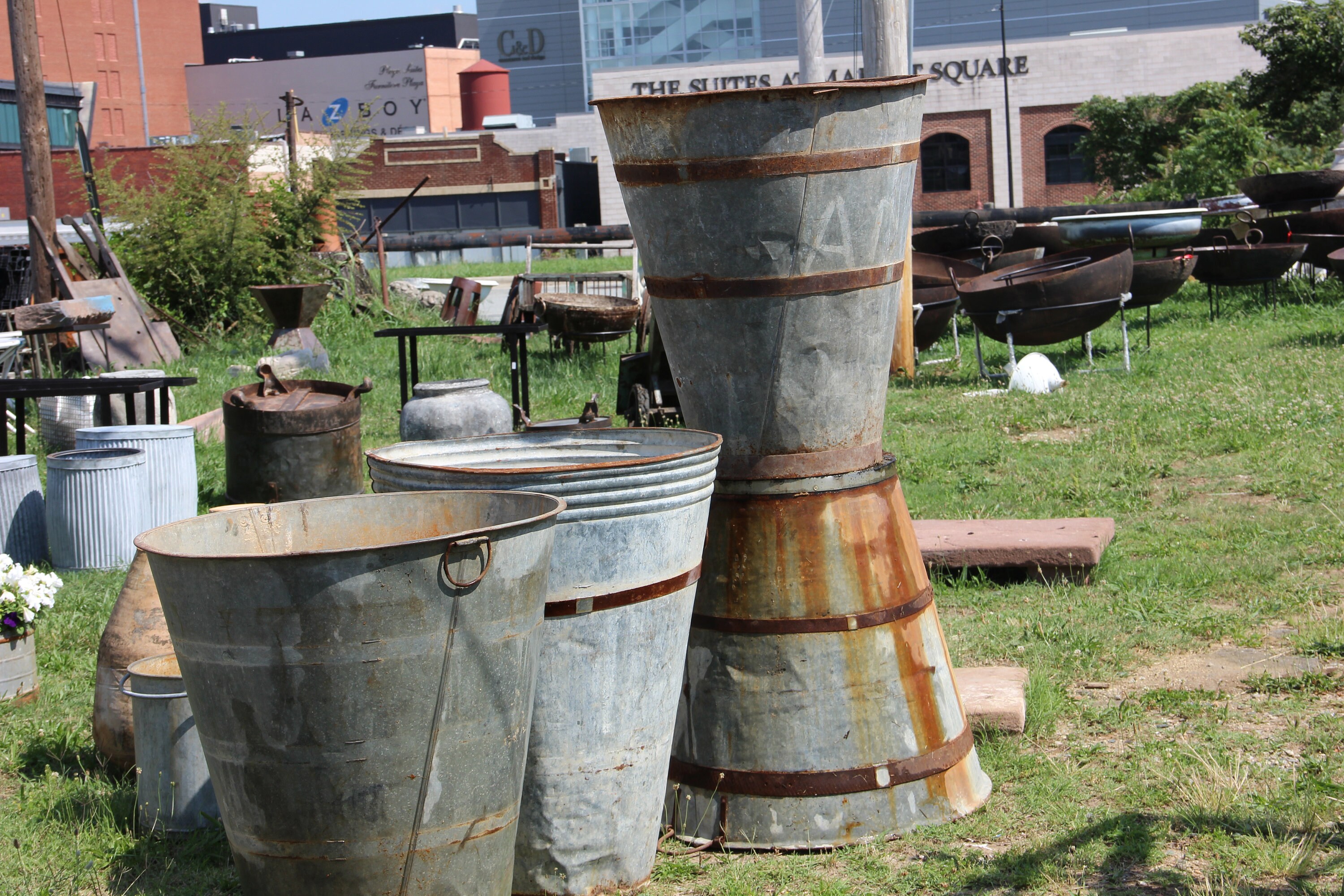 Over Sized Olive Pots Planter Galvanized Metal Pots - Etsy