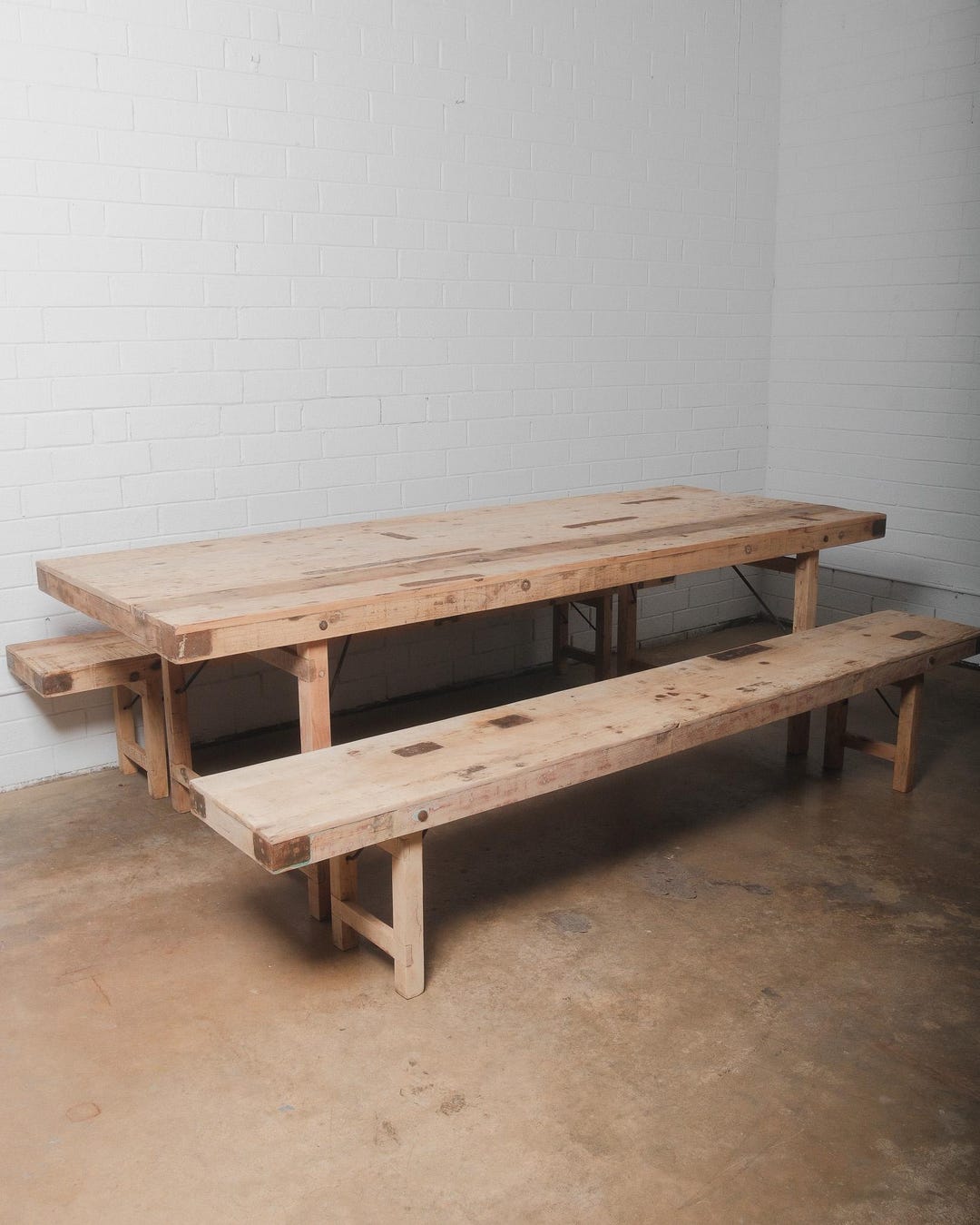 Rustic Folding Farmhouse Table & Bench Set | Vintage Indian Wedding ...