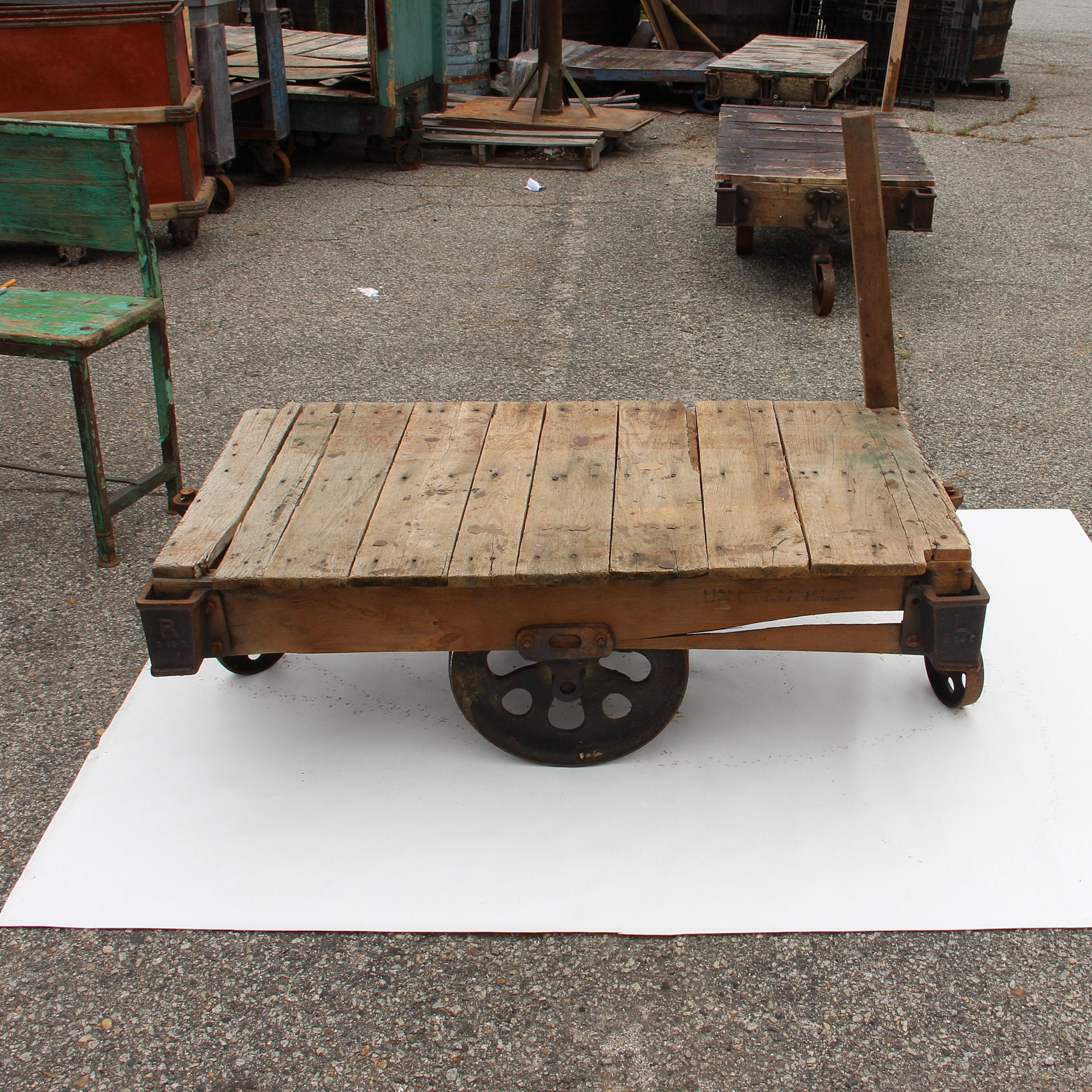Lineberry Wooden Factory Cart Coffee Table Rustic Industrial Chic - Etsy