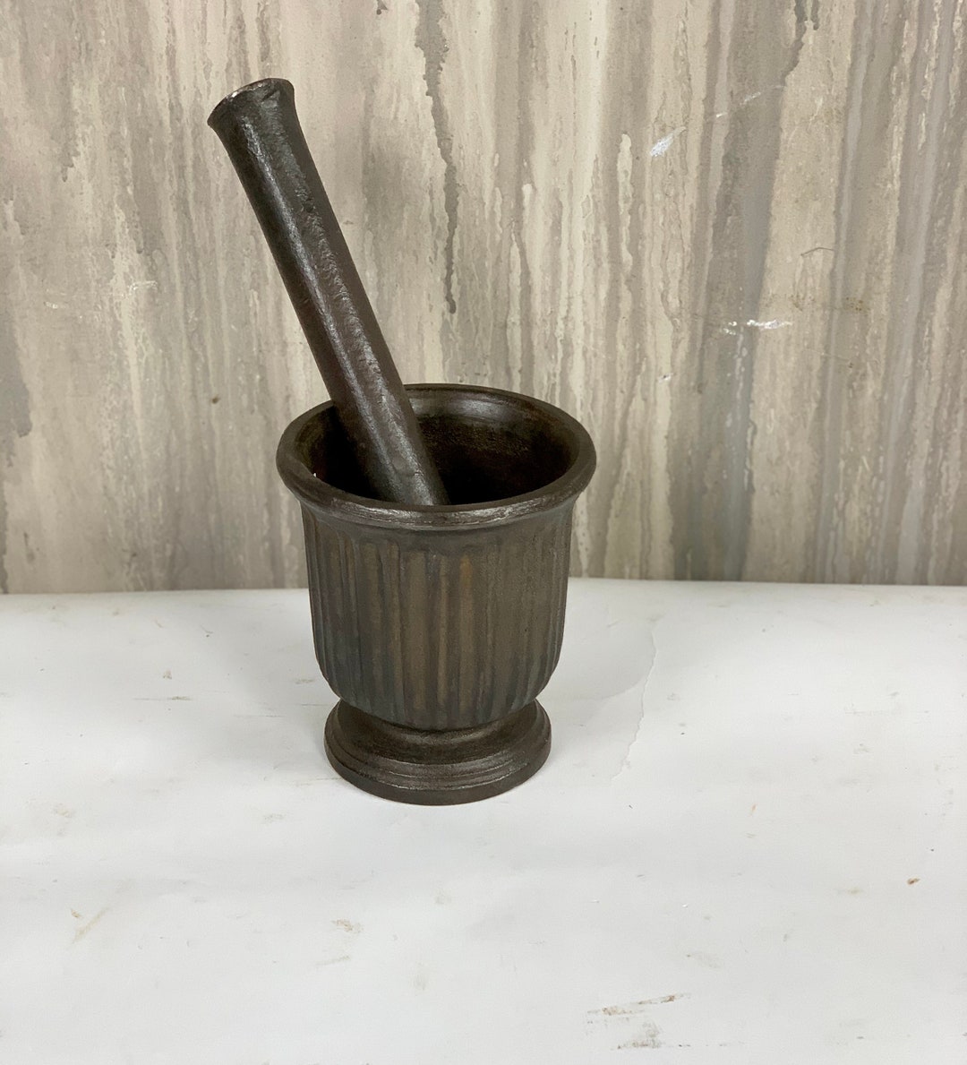 Vintage Iron Mortar and Pestle, Kitchen Metal Decor - Etsy