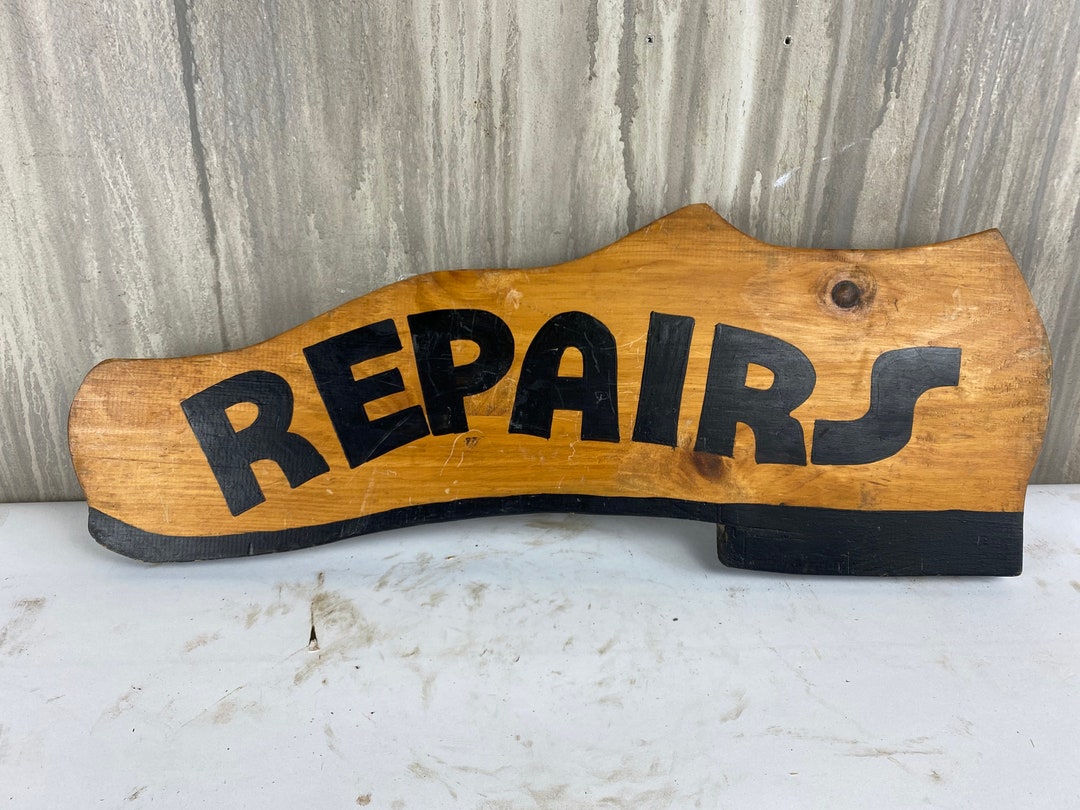 Vintage Wooden Shoe Repair Signs, Vintage Wall Decor - Etsy