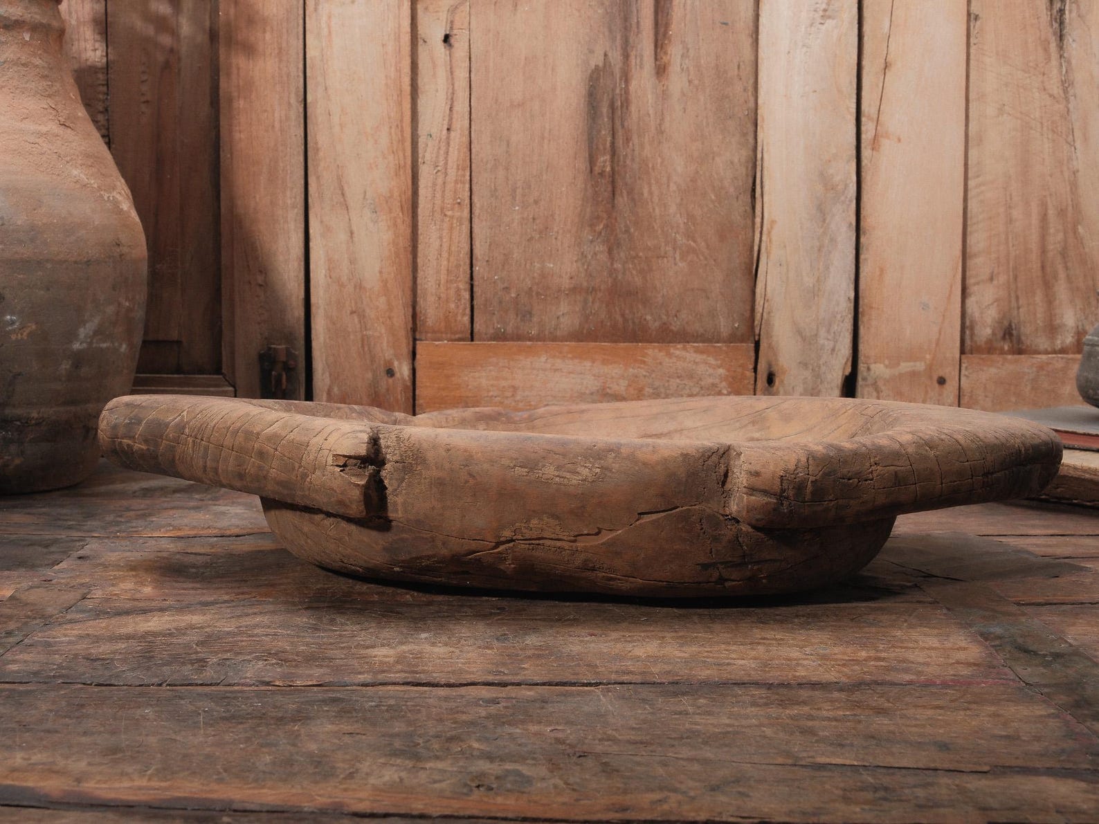 Vintage Bleached Wood Parat Tray | Rustic Indian Bowl - Etsy