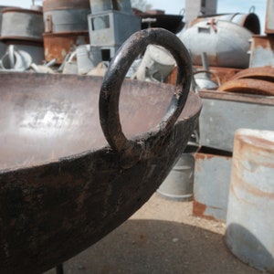 Vintage Indian Iron Fire Pit With Stand Rustic Kadai Cooking Bowl - Etsy
