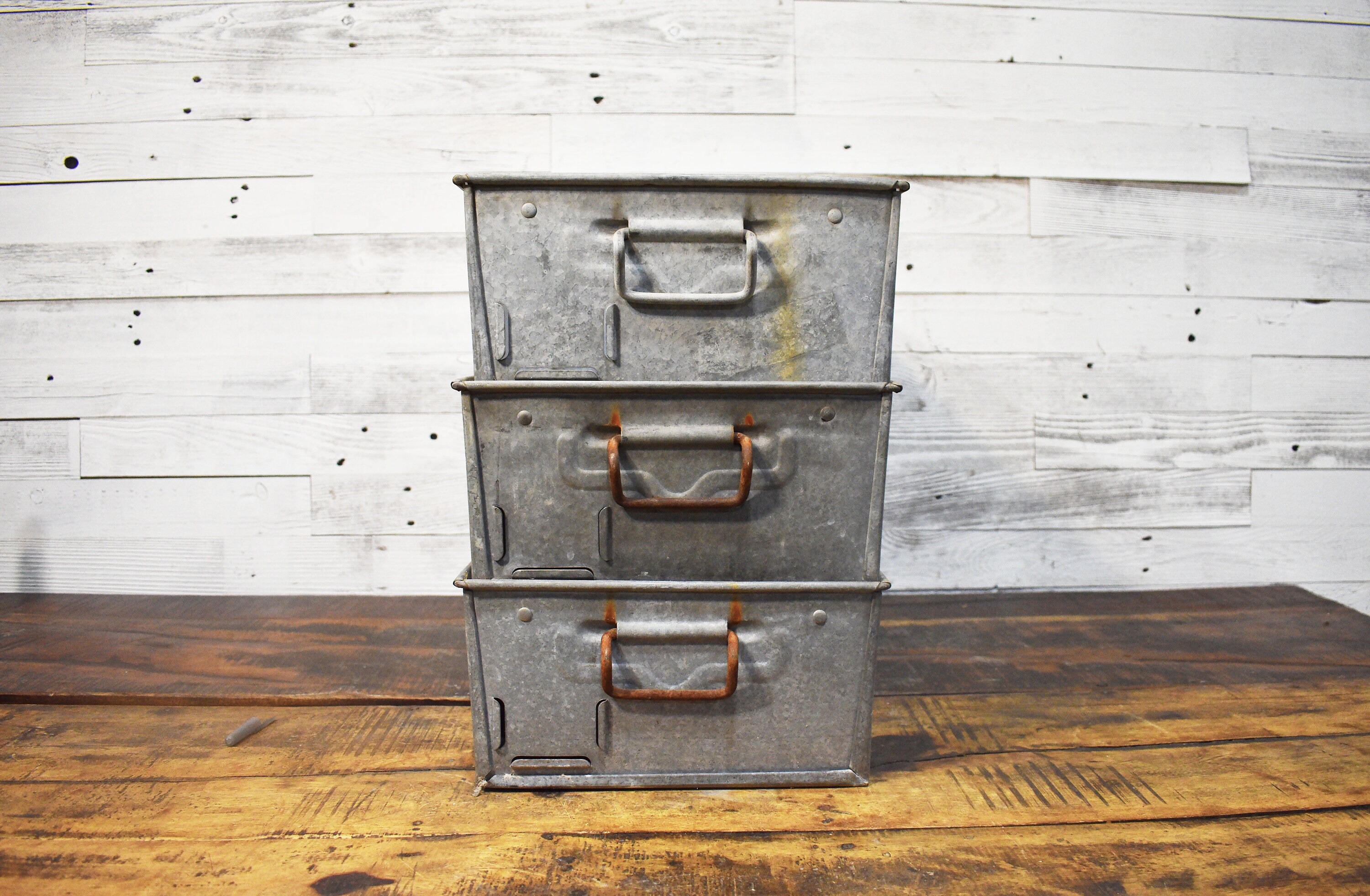 Industrial Zinc Xerox Storage Bin, Farmhouse Rustic Metal Box ...