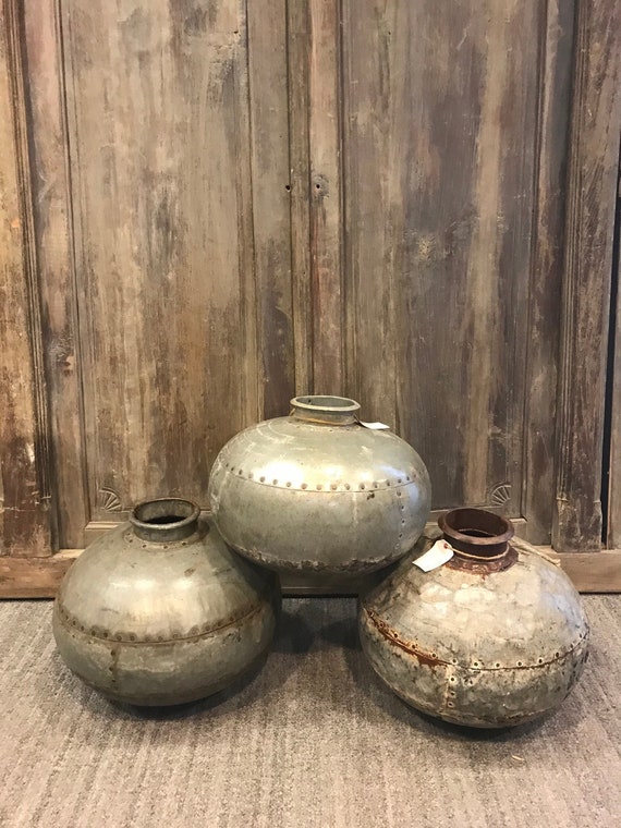 Tribal Nigori Metal Pot Industrial Garden Vessel Decor - Etsy