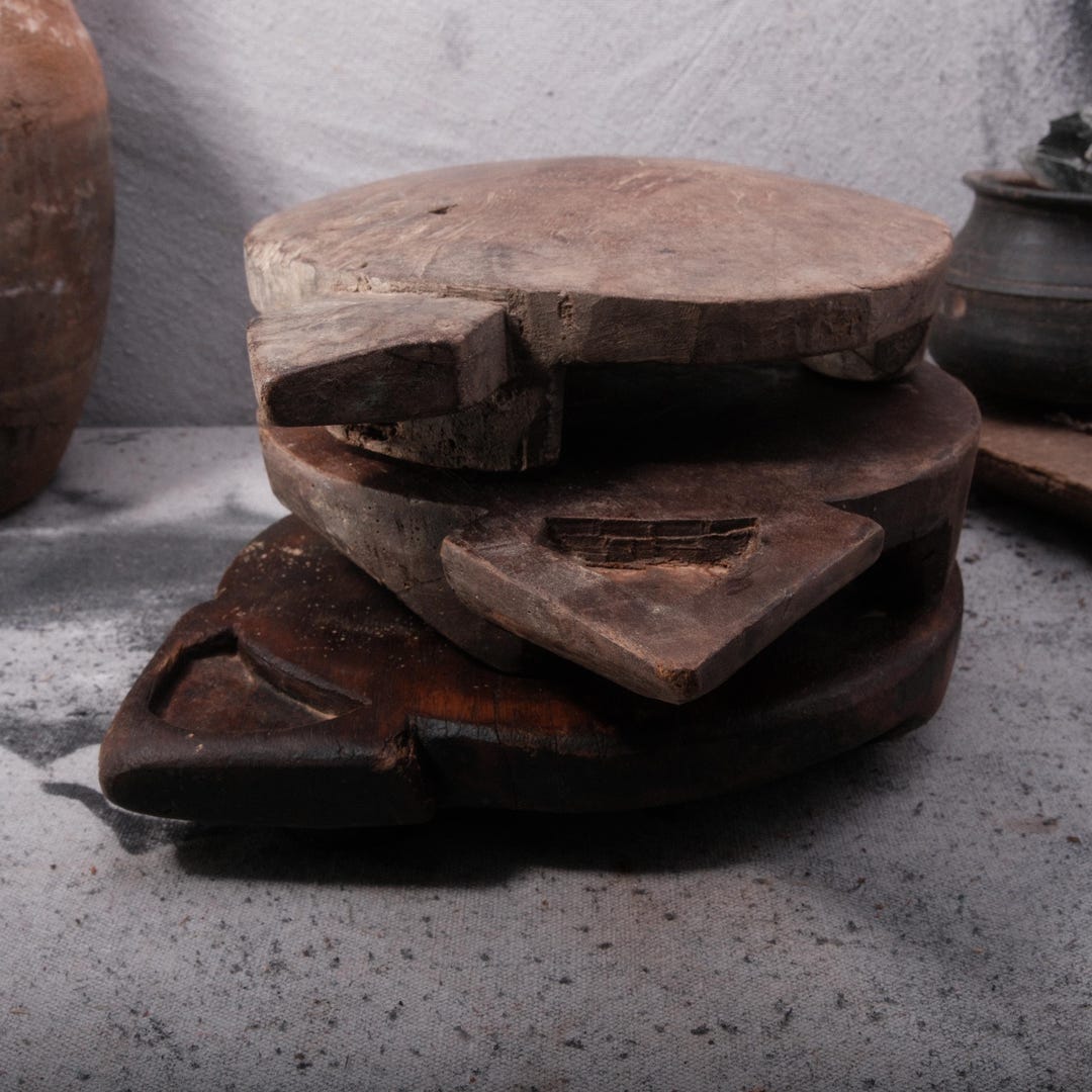 Vintage Chapati Board From India | Wood Riser | Farmhouse Charcuterie ...