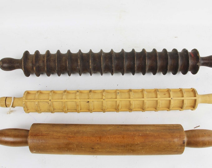 Vintage Wooden Rolling Pin, Textured Antique Pasta Rolling Pin ...