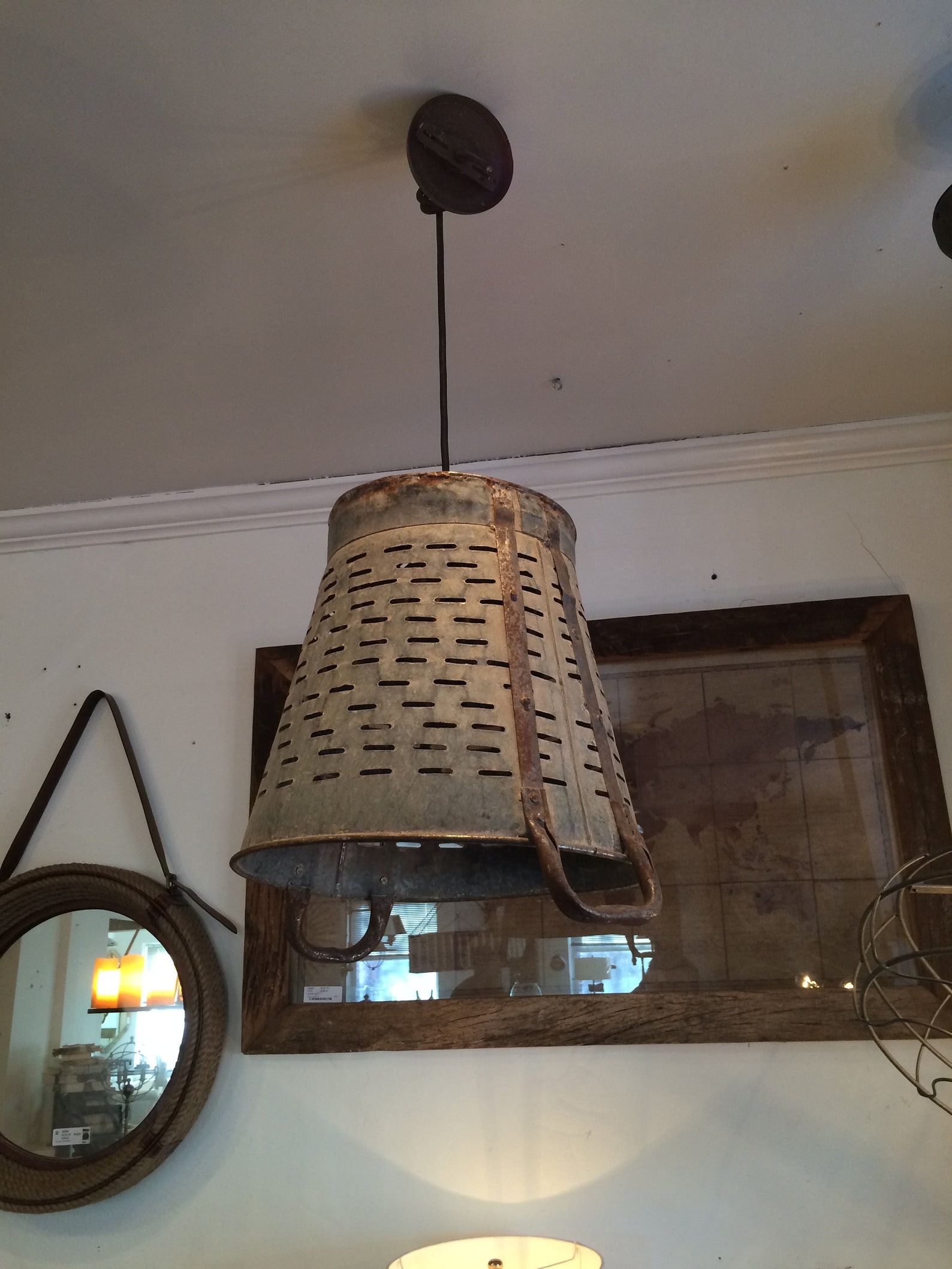 Hanging Olive Bucket Ceiling Light - Etsy