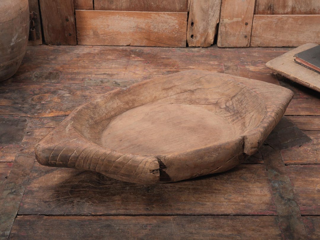 Vintage Bleached Wood Parat Tray | Rustic Indian Bowl - Etsy