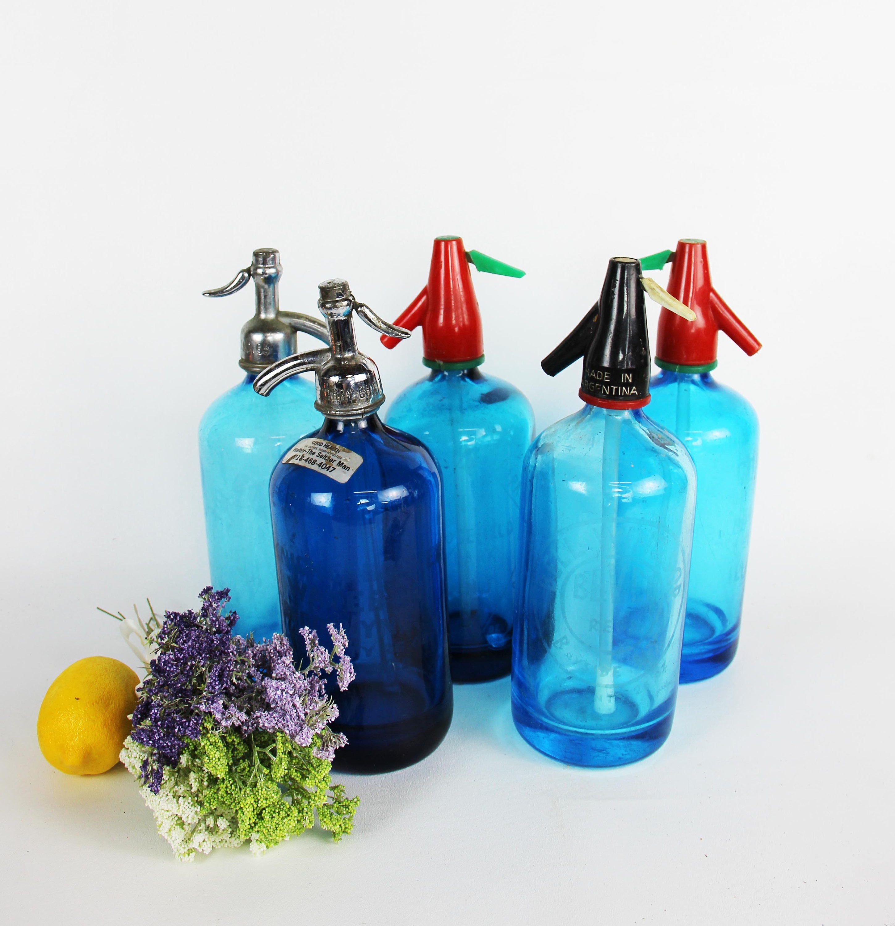 Vintage Cobalt Blue Glass Seltzer Bottle Bar Decor - Etsy