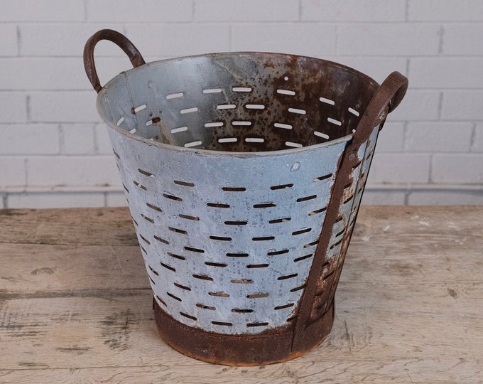 Vintage Galvanized Metal Olive Bucket Rustic Home Decor - Etsy