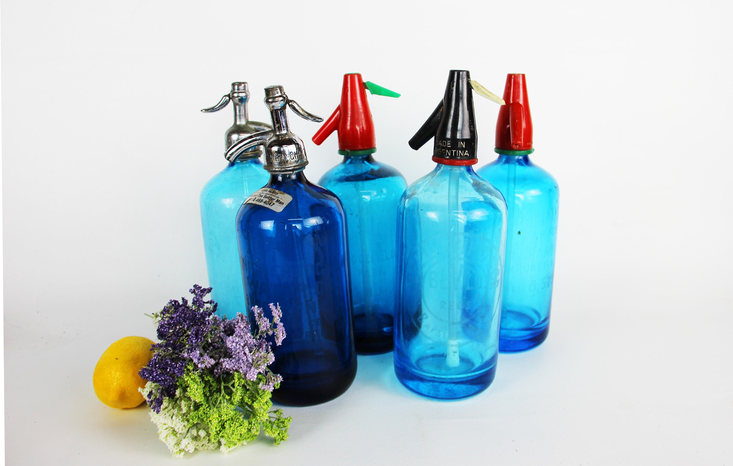 Vintage Cobalt Blue Glass Seltzer Bottle Bar Decor - Etsy