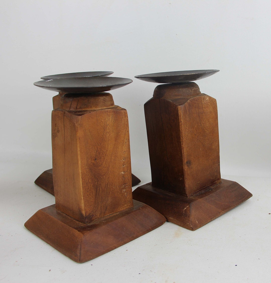 Vintage Architectural Wood Candle Holder Block, Primitive Farmhouse ...