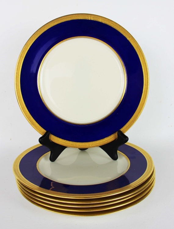 Set of 6 Tiffany & Co. Bone China Plate With Cobalt Blue Gold - Etsy