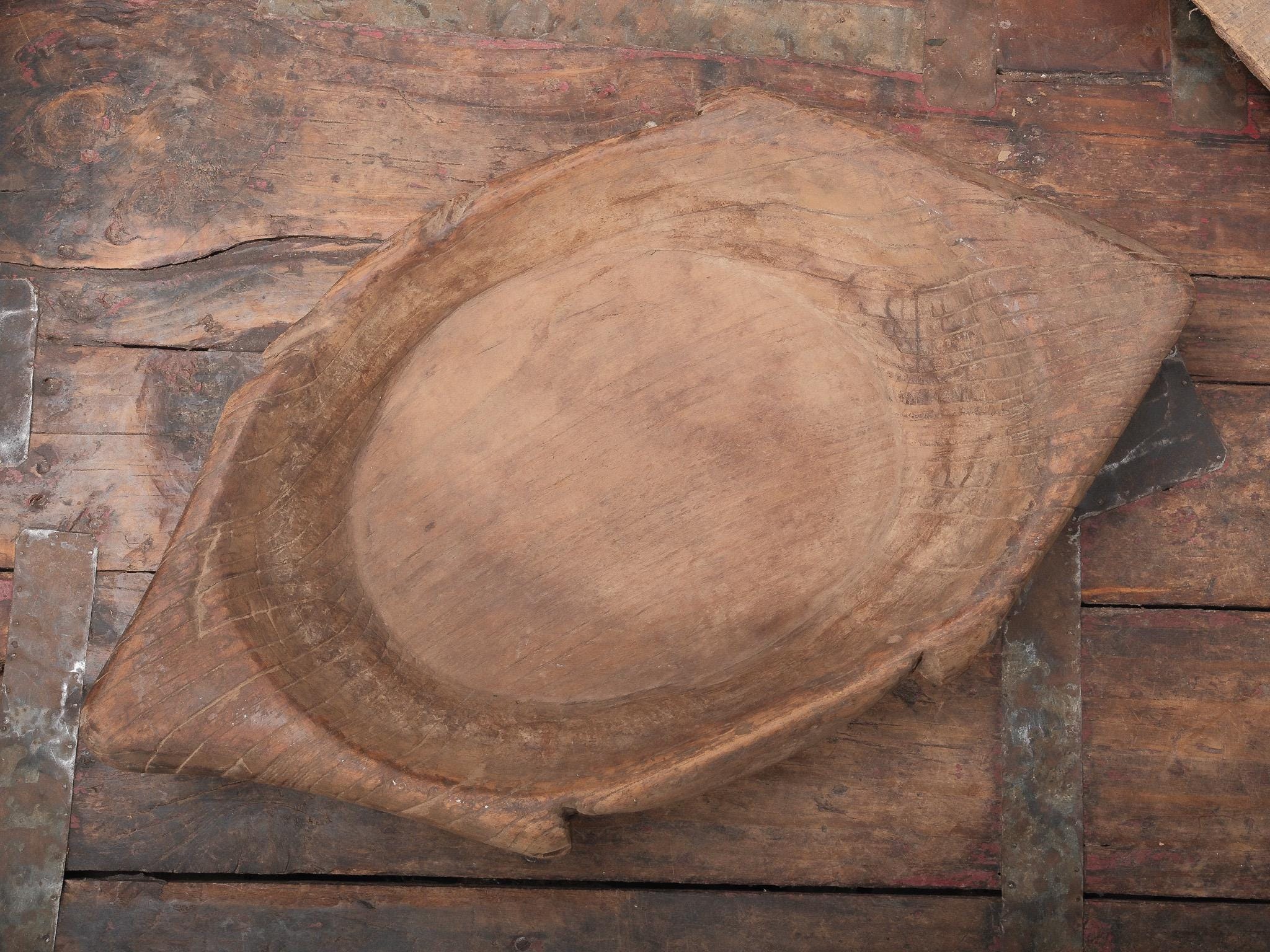 Vintage Bleached Wood Parat Tray | Rustic Indian Bowl - Etsy