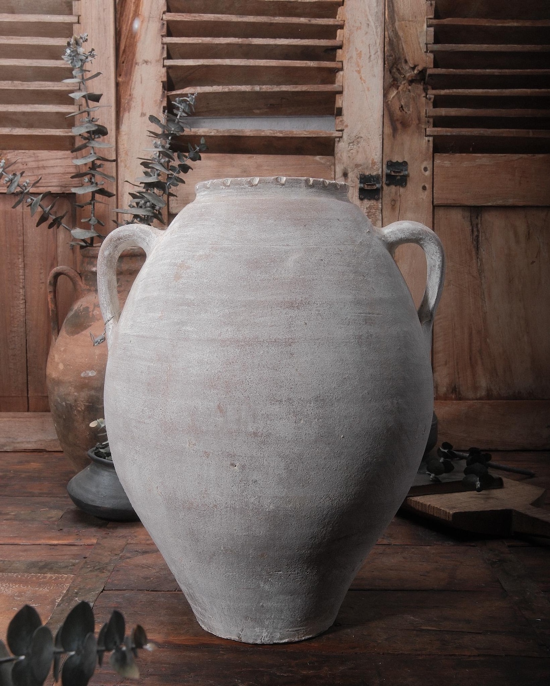 Vintage Turkish Urn | Large Clay Pot | Historic Vessel | Rustic ...