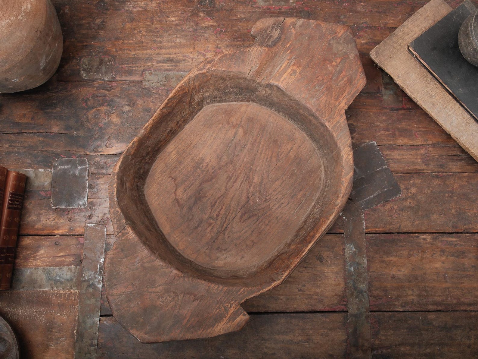 Vintage Bleached Wood Parat Tray | Rustic Indian Bowl - Etsy