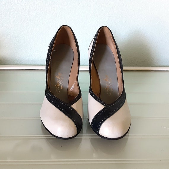 1940s Spectator Heels in Navy and White Babydoll Pinu… - Gem