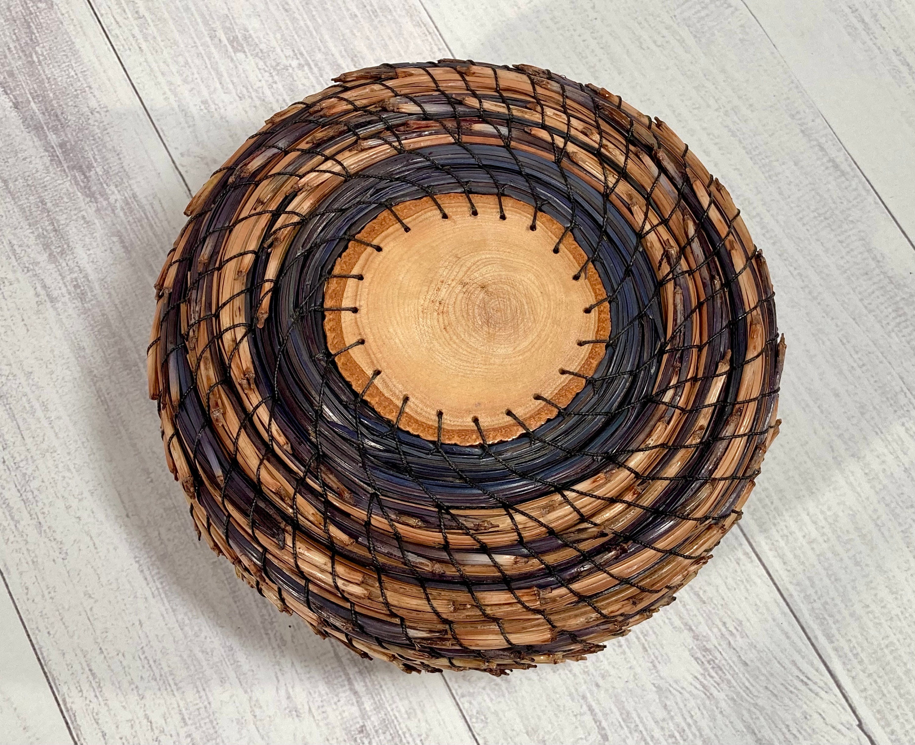 Rare Torrey Pine-needle Spiky Hedgehog Basket, Muted Purple and Natural ...