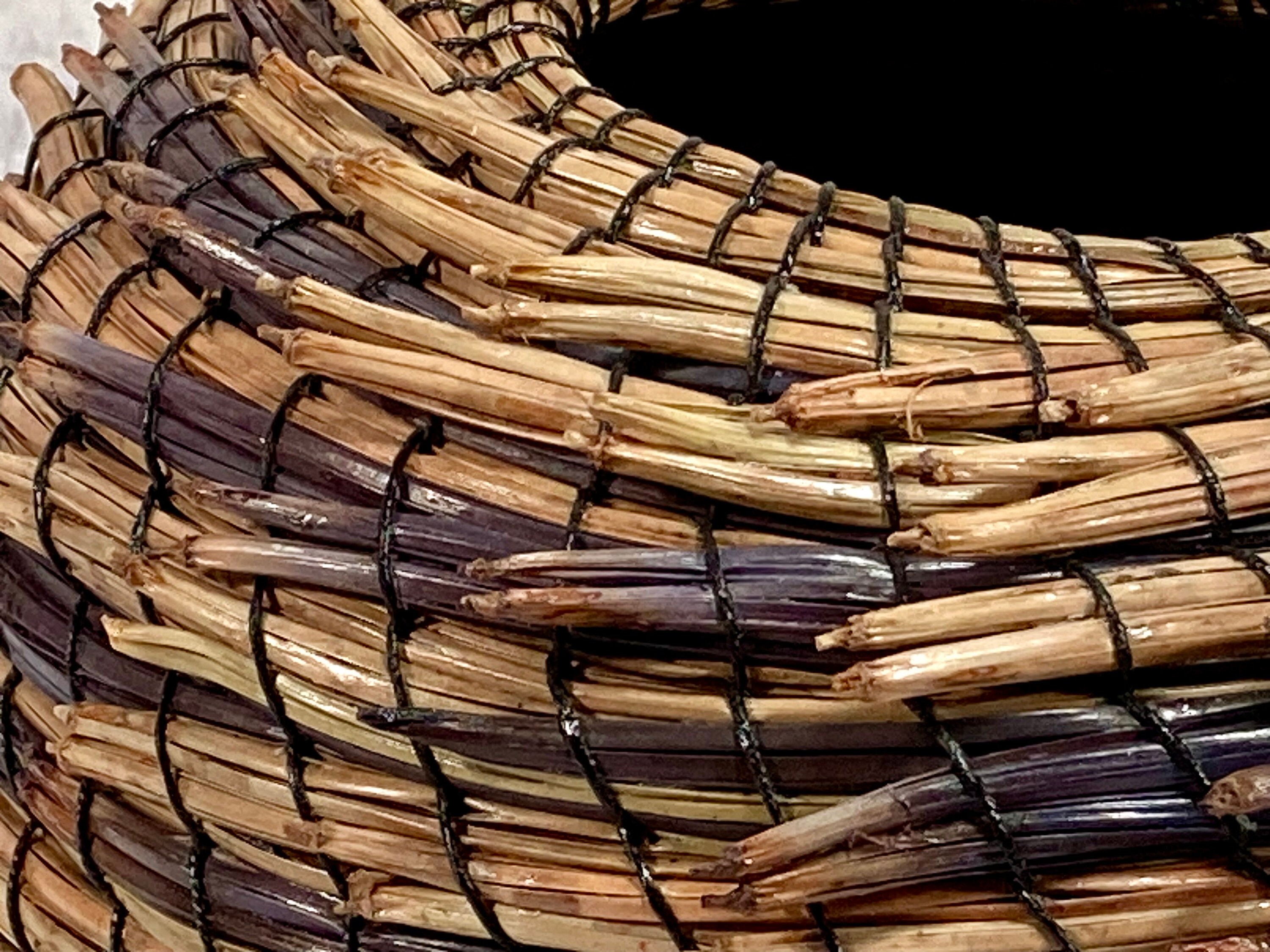 Rare Torrey Pine-needle Spiky Hedgehog Basket, Muted Purple and Natural ...