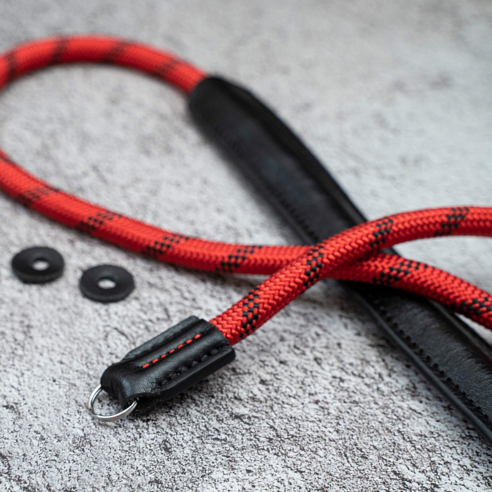 Rope Camera Strap Handmade Red Black 9mm Leather Shoulder Pad - Etsy