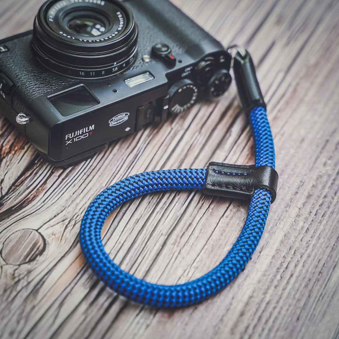 Leather Camera Wrist Strap Handmade 9mm Rope Camera Strap Blue - Etsy