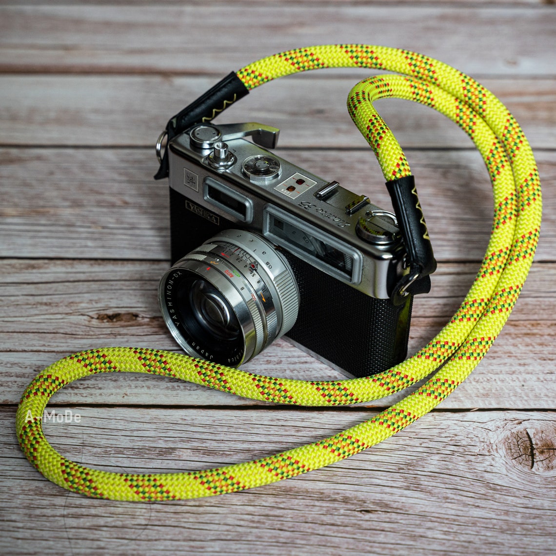 Rope Camera Strap Handmade Yellow france Beal Static Rope | Etsy