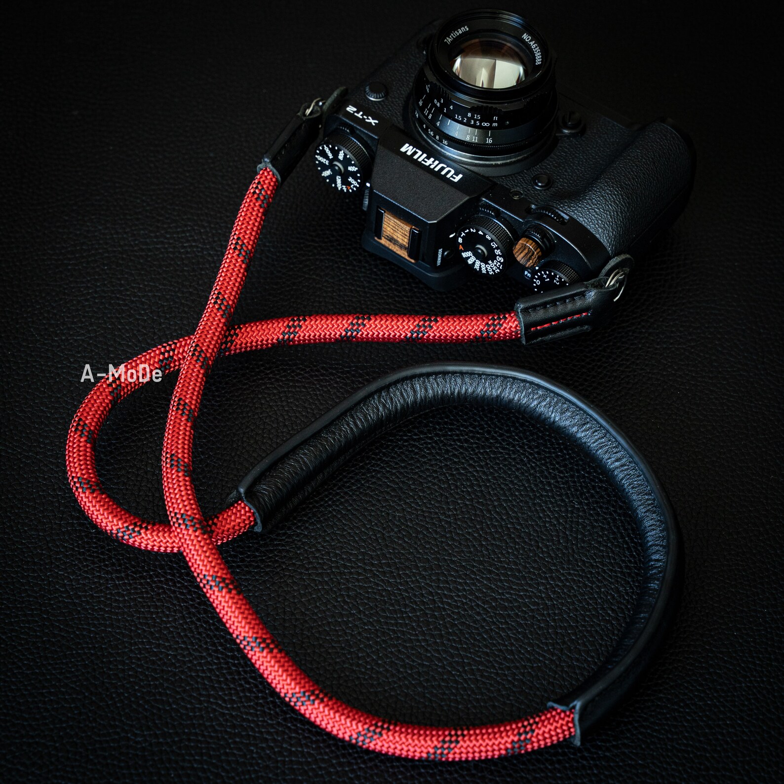 Rope Camera Strap Handmade Red Black 9mm Leather Shoulder Pad - Etsy
