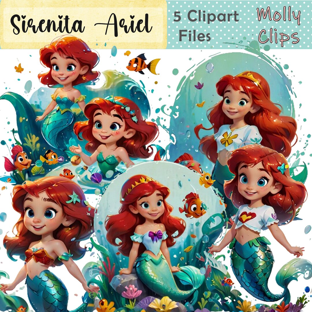 Little Mermaid Ariel Clipart, Little Mermaid Ariel Graphics, Cute ...