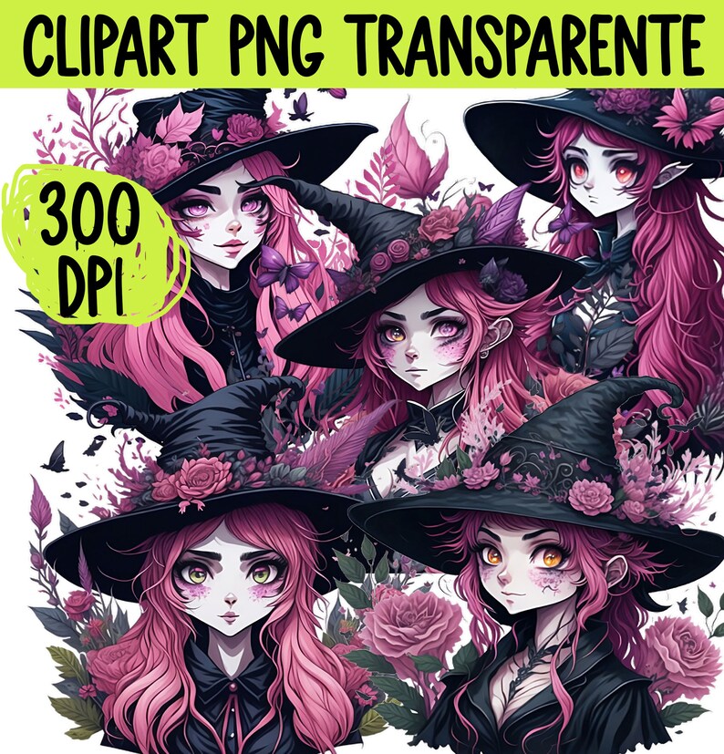 Witch Girls Clipart Bundle Wiccan Png Mystical Dark Witch - Etsy