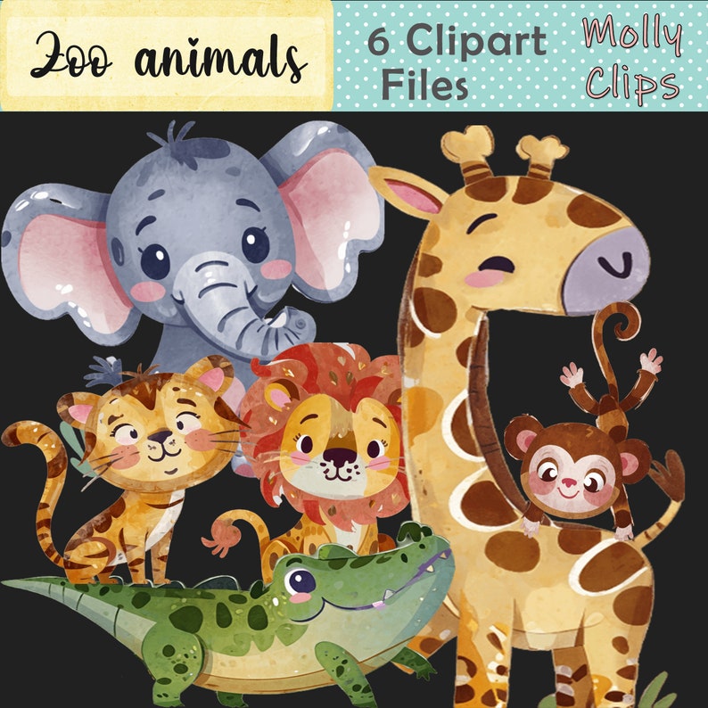Animal Zoo, Clipart, Transparent Png, Design for T-shirts - Etsy
