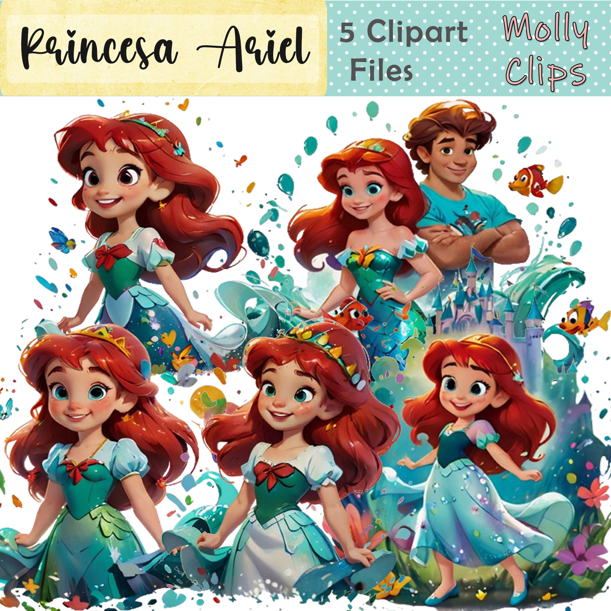Princess Ariel Clipart, Ariel Graphics, Cute Princess Ariel Design ...