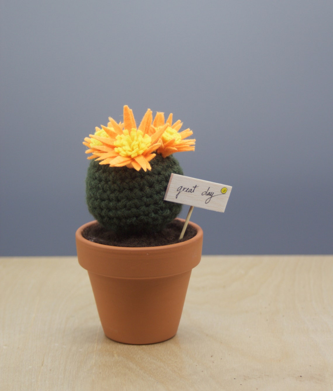 Barrel Crocheted Cactus With Flower/ Working Space Decoration/ - Etsy