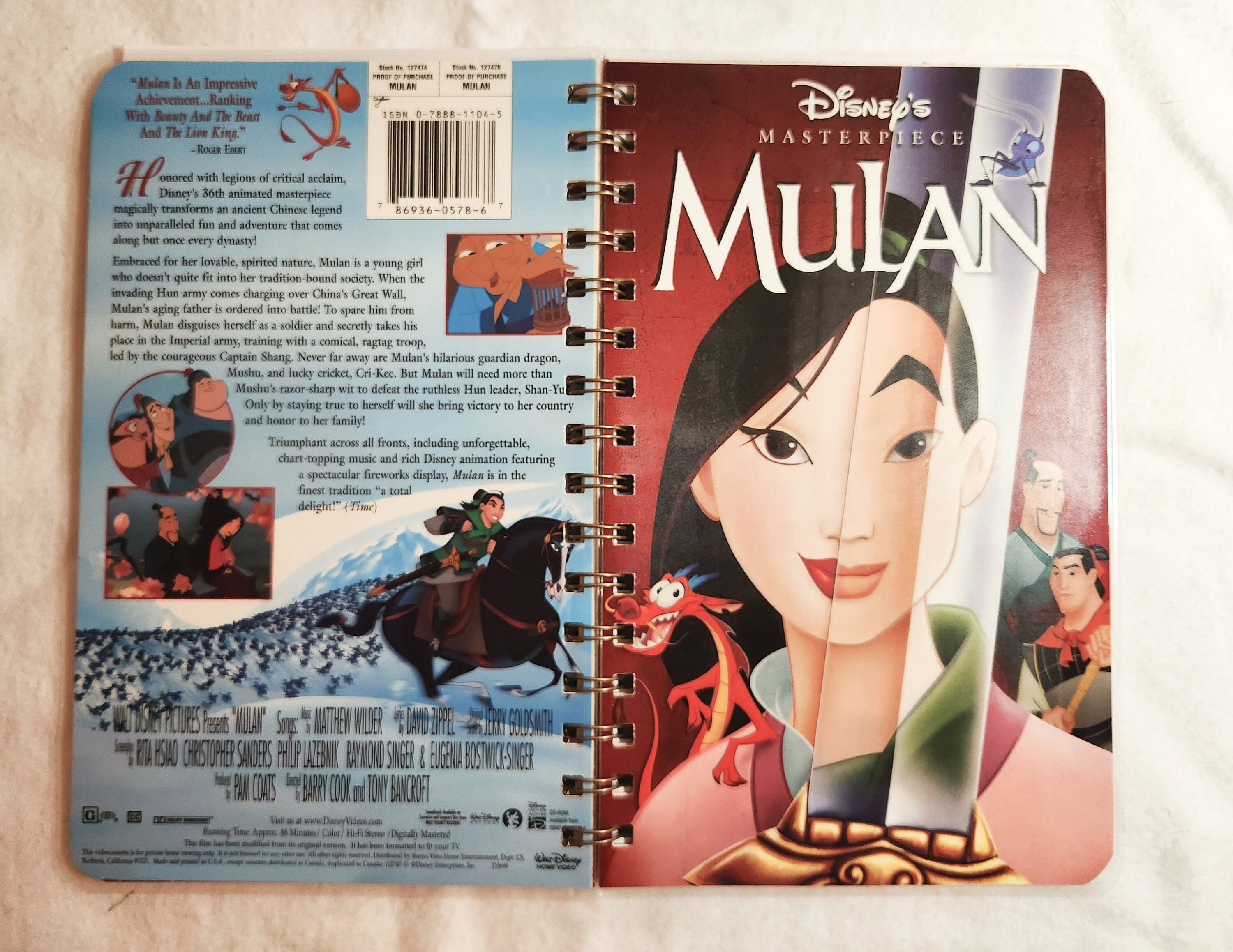 Disney's Mulan VHS Notebook Journal With Plain or Dotted Paper - Etsy