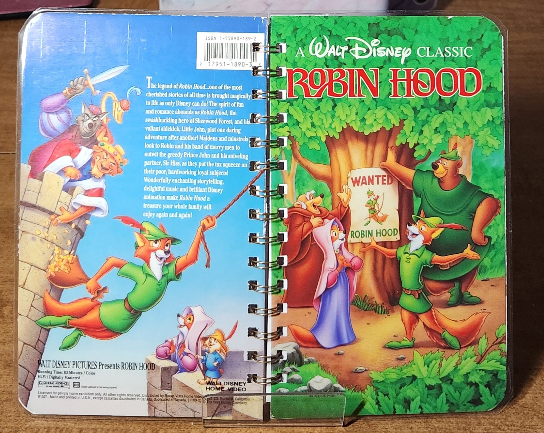 Disney's Robin Hood VHS Notebook Journal With Themed Liner Paper ...