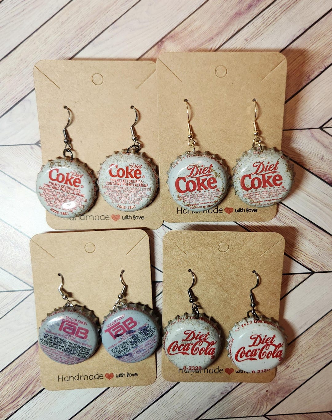 Vintage Diet Coke Bottle Cap Earrings: Upcycled Soda Pop Jewelry - Etsy