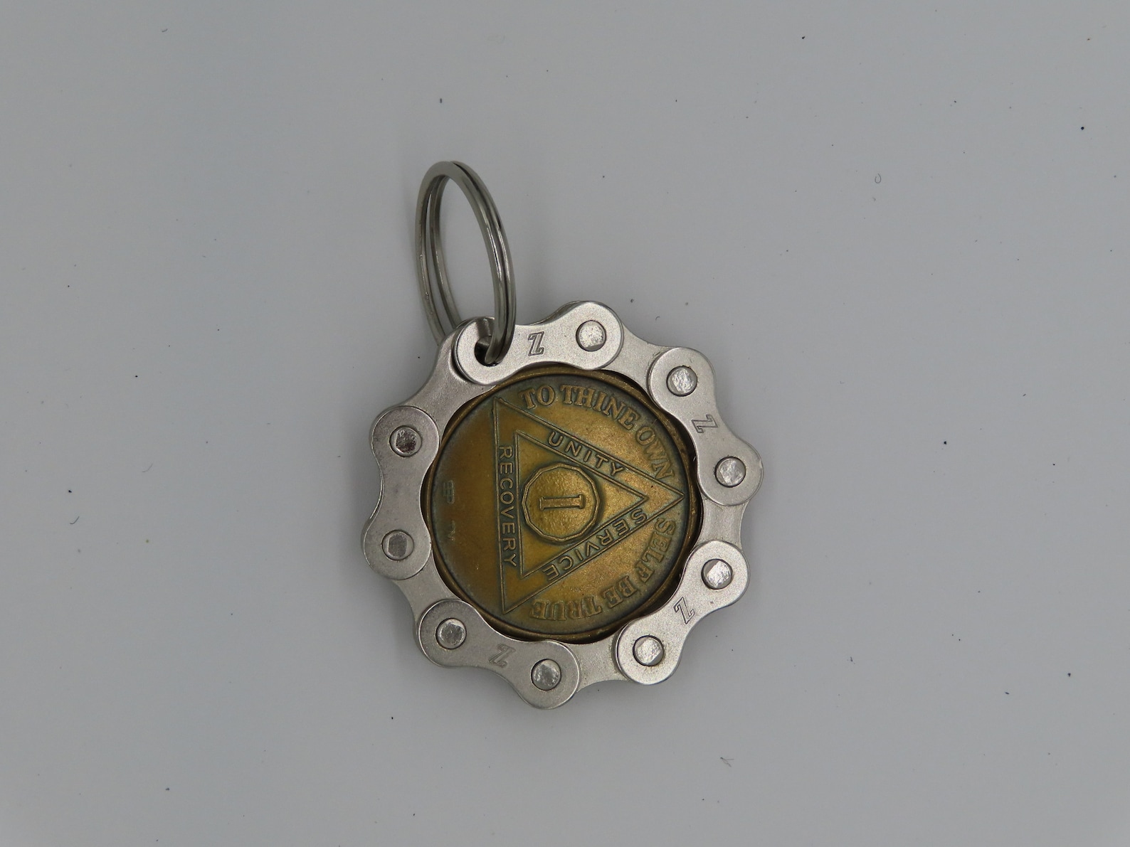 Display AA Chip Holder Keychain Crafted Bicycle Chain Alcoholics ...