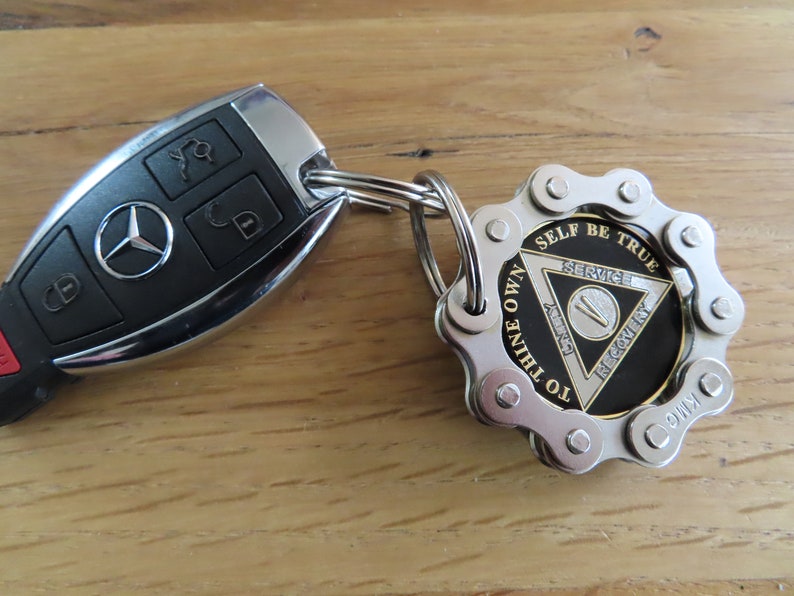 Display AA Chip Holder Keychain Crafted Bicycle Chain Alcoholics ...
