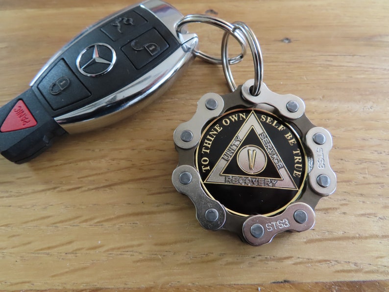 Display Your AA Chip Keychain Crafted Bicycle Chain Alcoholics - Etsy