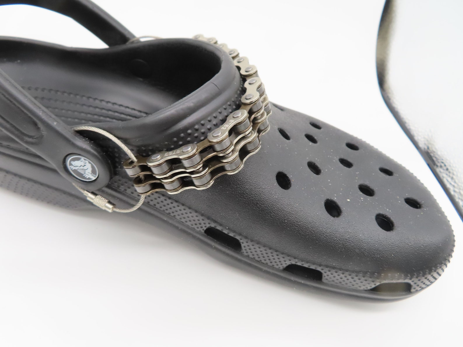 Punk Your Crocs With Biker Chain Double Band of Grey Bicycle Chain Boot ...