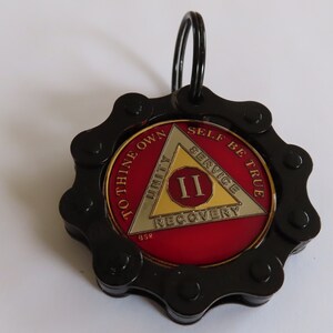 AA Chip Keychain Crafted Bicycle Chain Alcoholics Anonymous NA CA ...
